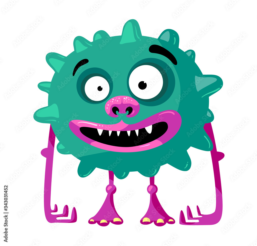 Stock-Vektorgrafik „Cute Monster with Funny Face, Toothy Mouth and Long ...