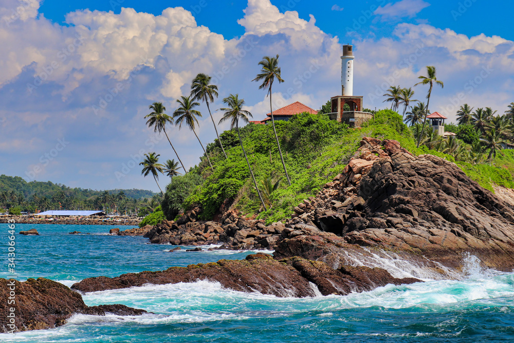 lighthouse on the island, Sri lanka, Mirissa Navy Camp Stock Photo ...