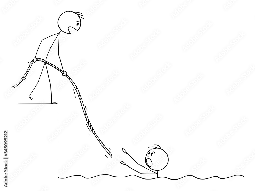 Vector cartoon stick figure drawing conceptual illustration of man ...