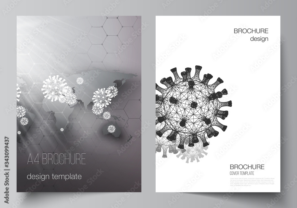 Vector layout of A4 cover mockups templates for brochure, flyer layout ...