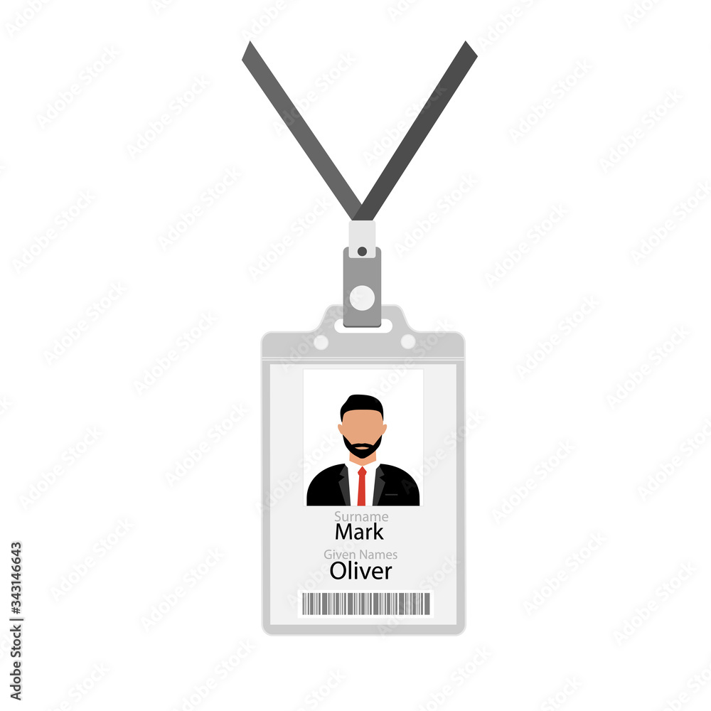 ID card design template, id card. Plastic identification badge with ...