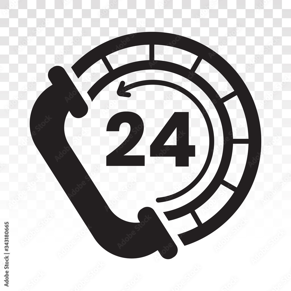 24 hour customer phone service vector flat icons for apps and websites ...