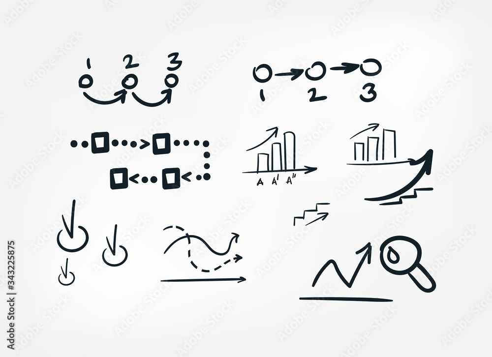 process diagram statistics line art doodle vector symbol sign concept ...