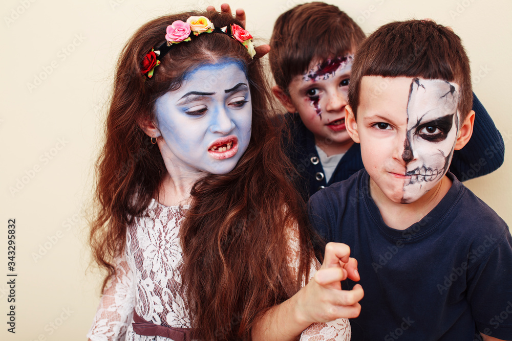 zombie apocalypse kids concept. Birthday party celebration facepaint on ...
