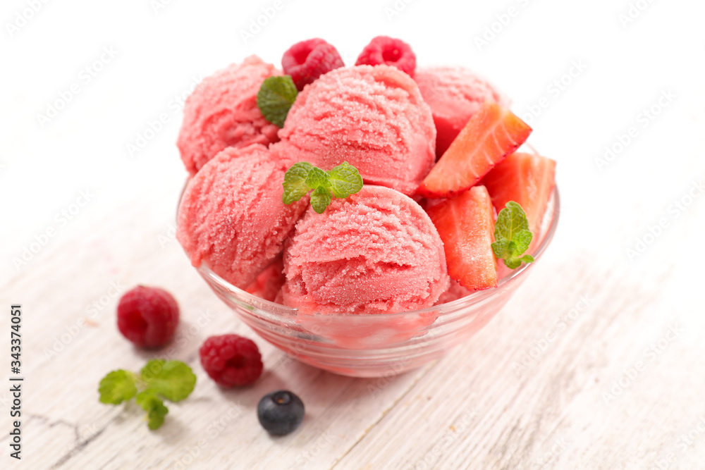 bowl of berry fruit ice cream Stock Photo | Adobe Stock