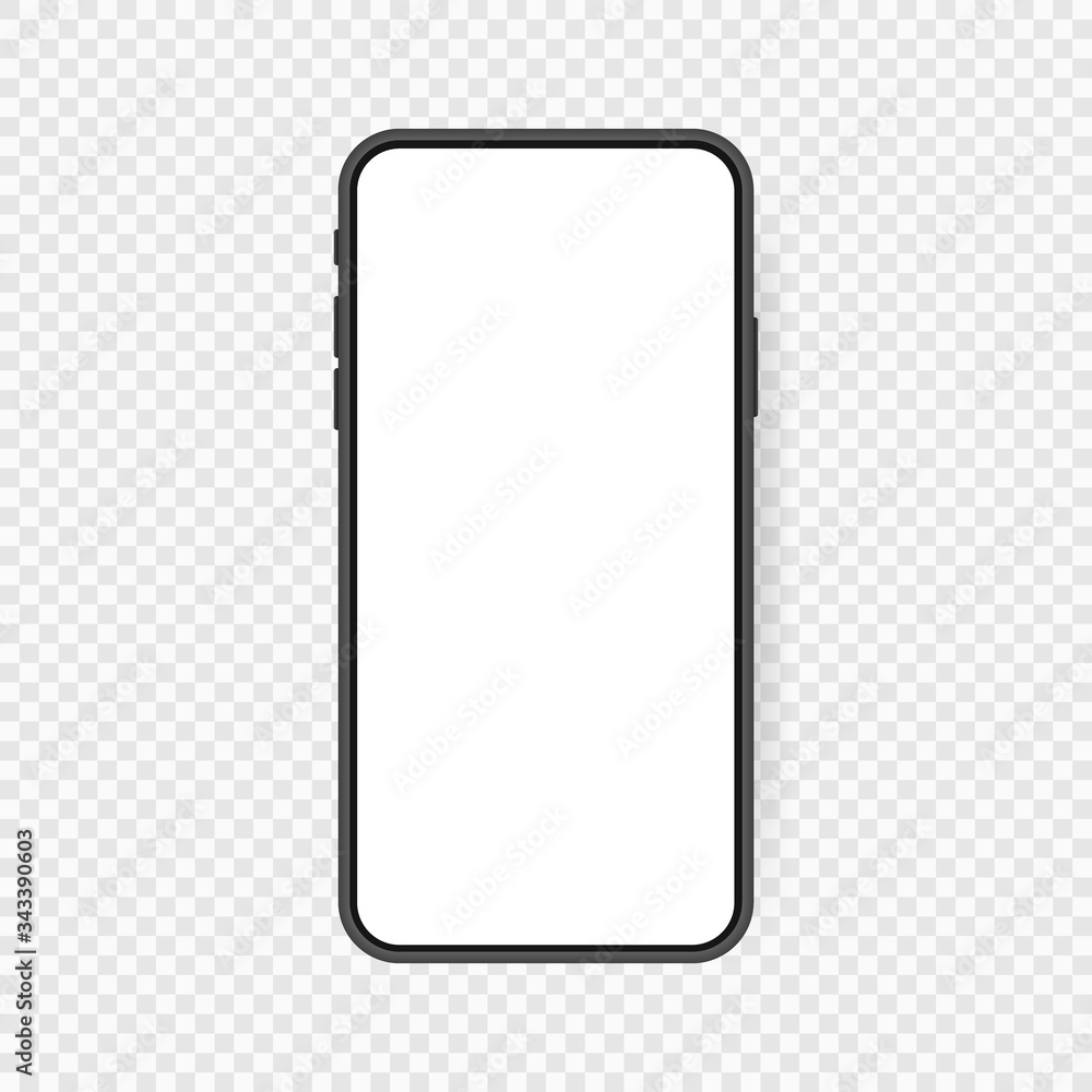 Realistic smartphone blank screen, phone mockup isolated on transparent ...