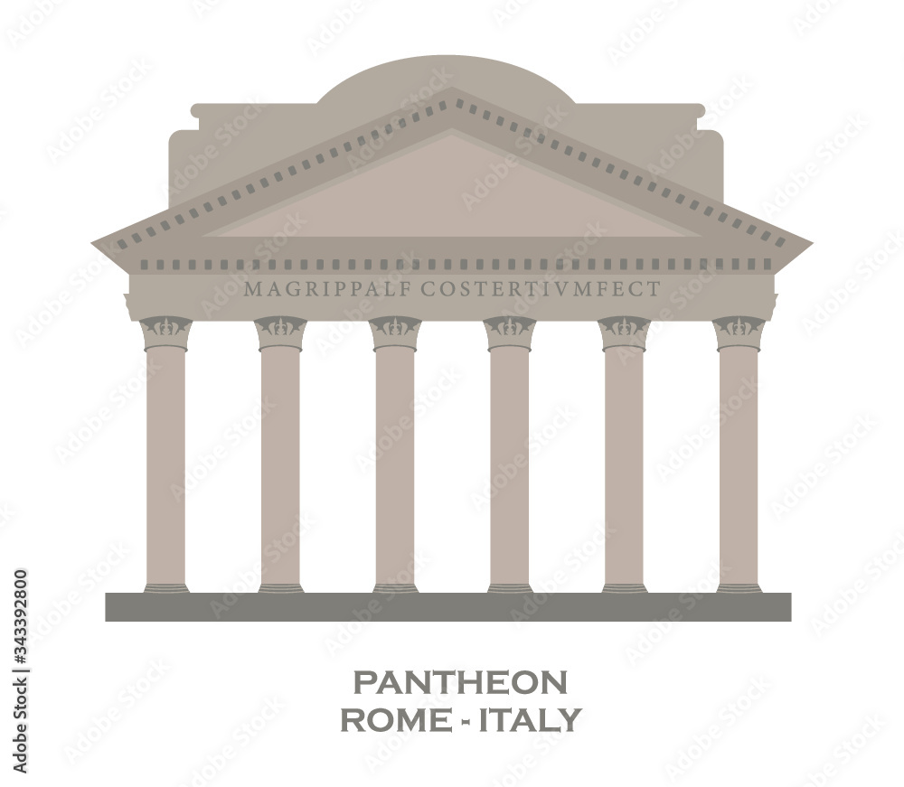 Pantheon (Rome, Italy) vector building. Roman/Greek pantheon with ...