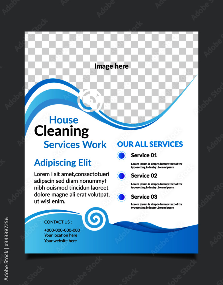 Home Cleaning Flyer vector template Stock Vector | Adobe Stock