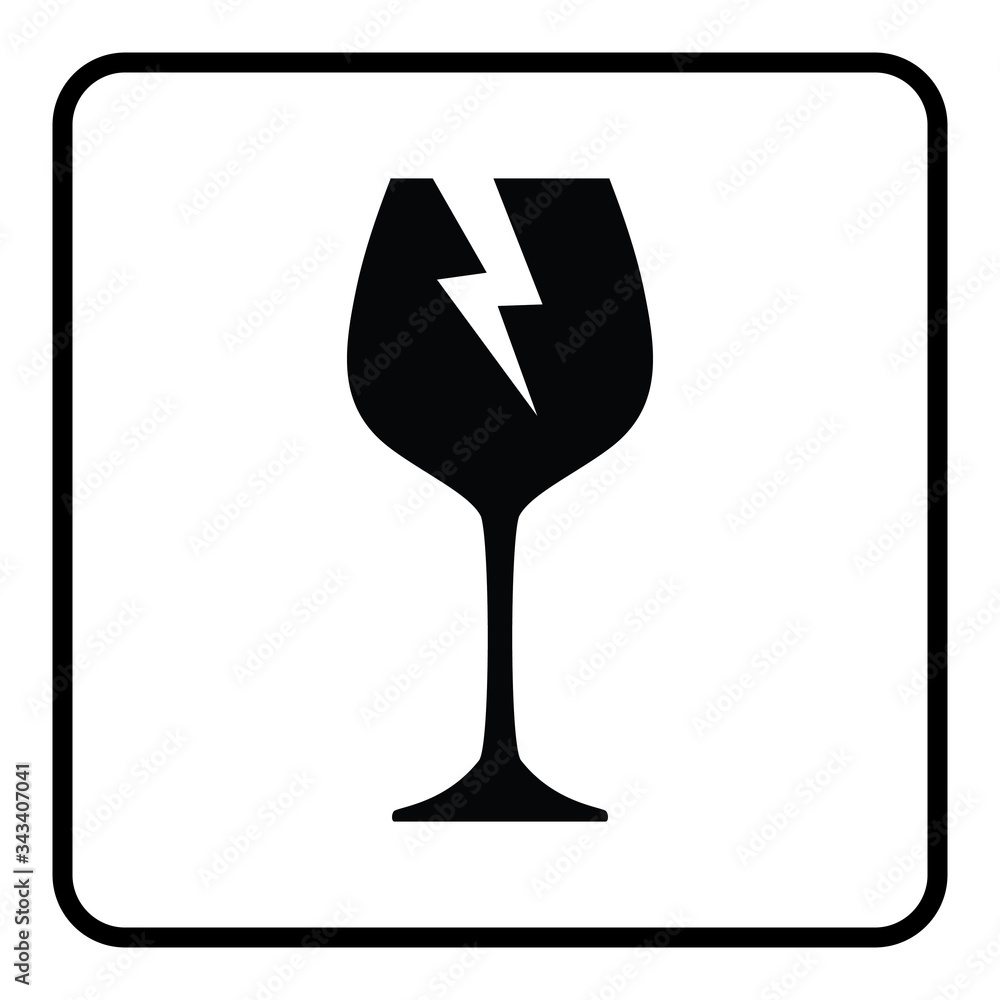 Fragile icon. Glass symbol warning sign. Packaging Symbol.editable ...