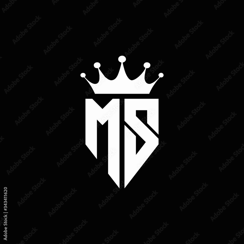 MS logo monogram emblem style with crown shape design template Stock ...