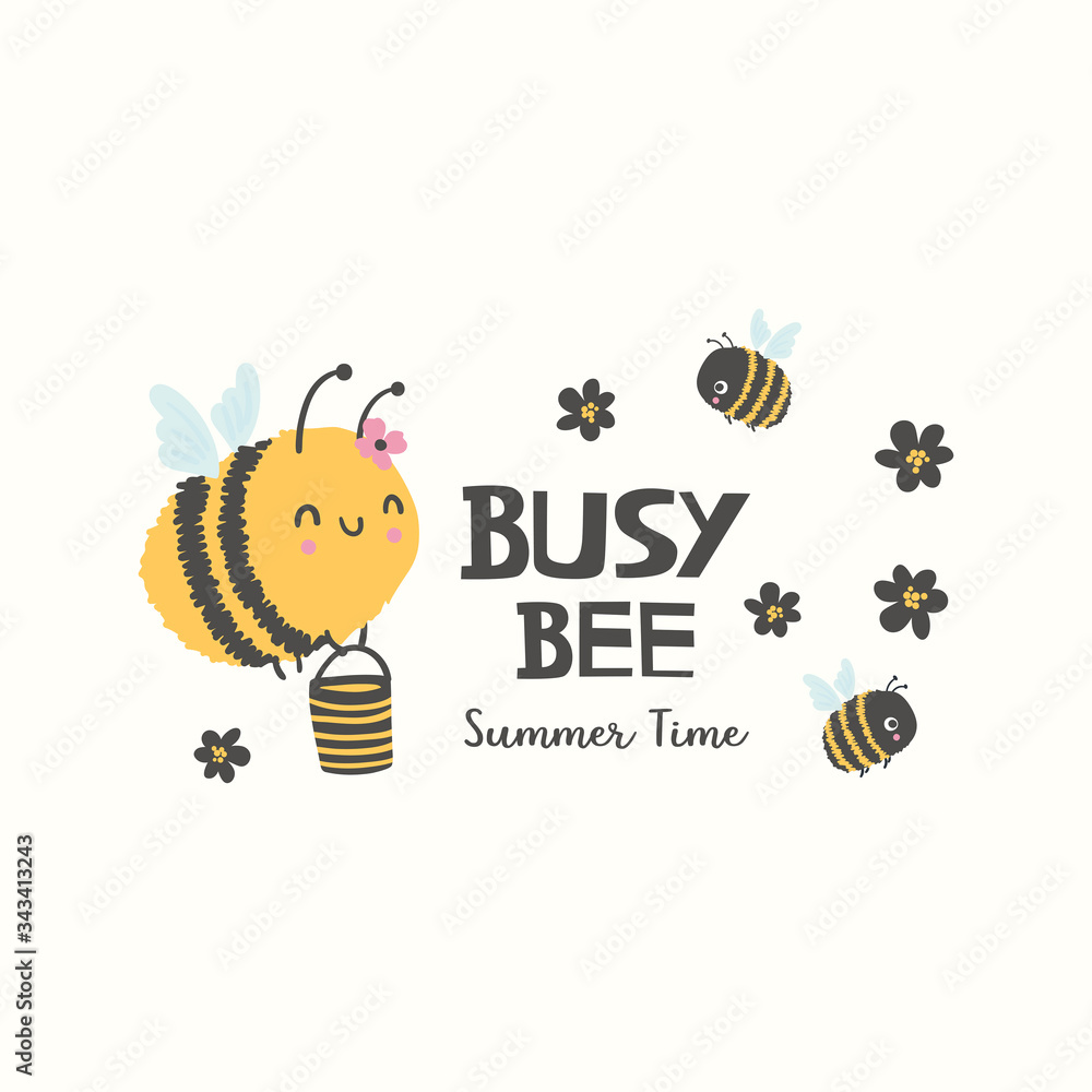 Cute little bee. Cartoon vector illustration Stock Vector | Adobe Stock