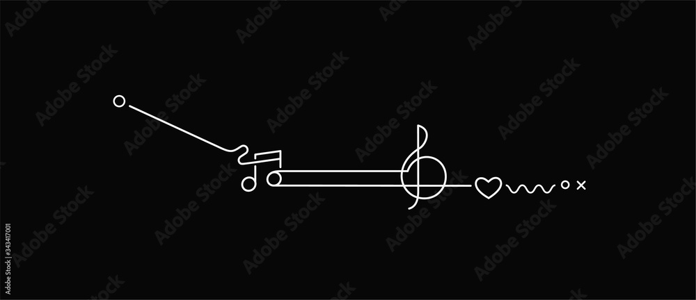 Abstract Music notes banner design, Flat Line art vector illustration ...