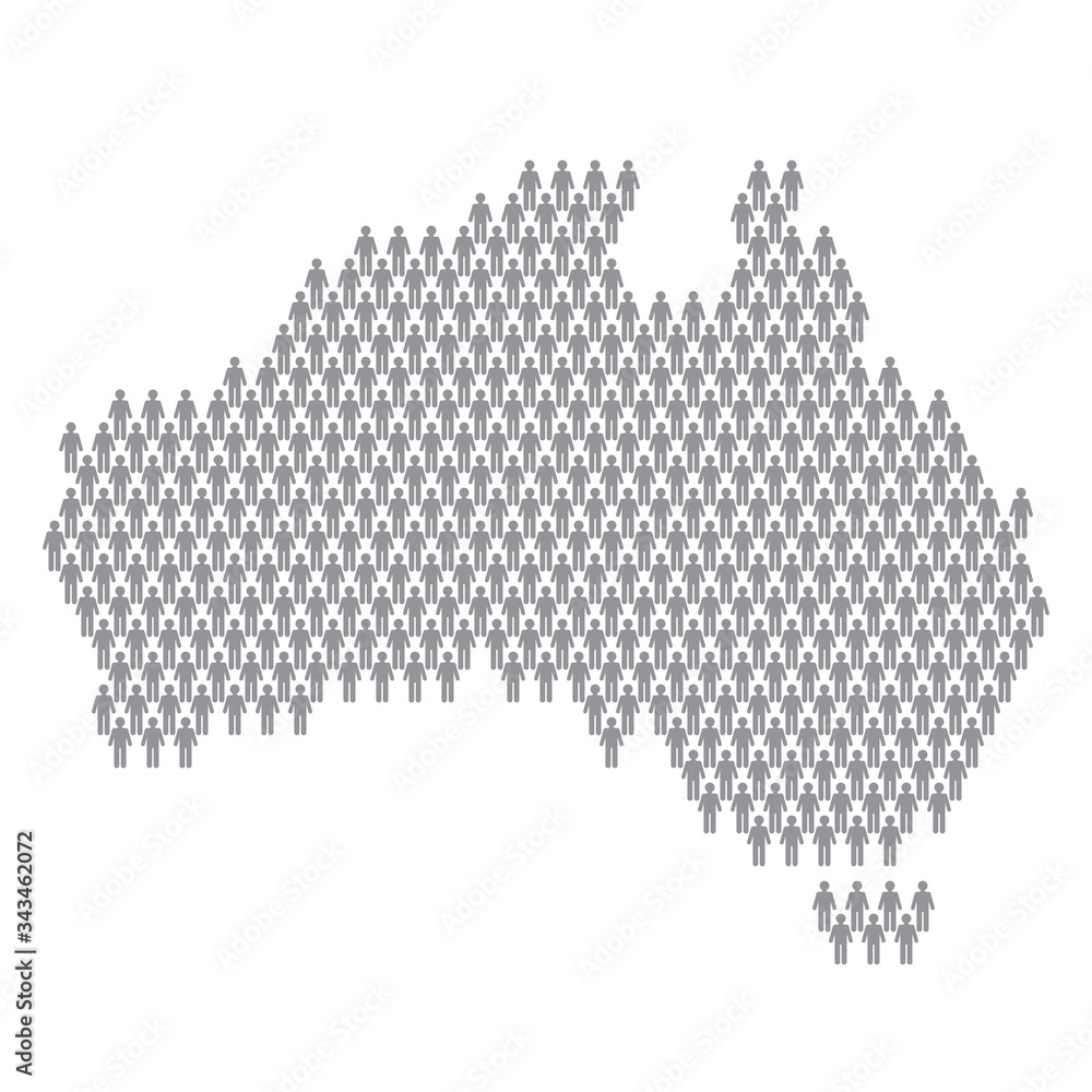 Australia population infographic. Map made from stick figure people ...