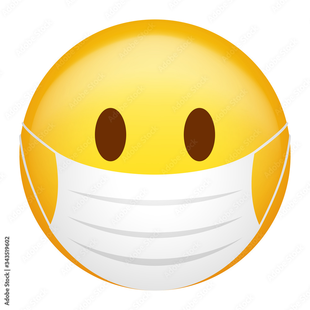 Emoticon wearing medical mask Stock Vector | Adobe Stock