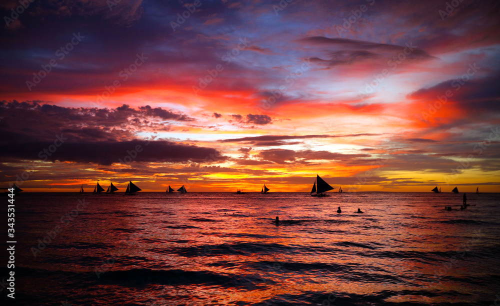 Boracay Island Sunset dusk Stock Photo | Adobe Stock