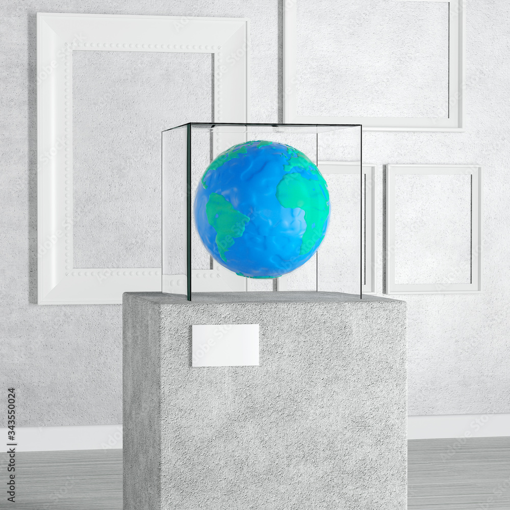 Plasticine Earth Globe over Pedestal, Stage, Podium or Column with ...