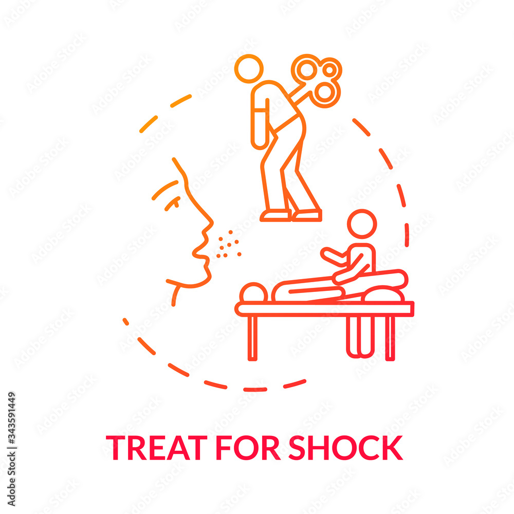 Shock first aid, treatment and recovery concept icon. Injury therapy ...