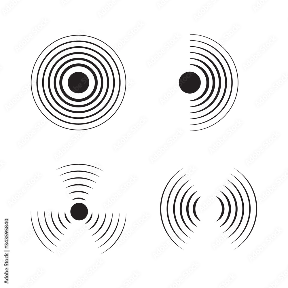 Sonar signal wave vector icon. Round pulse, sonic frequency. Graphic ...