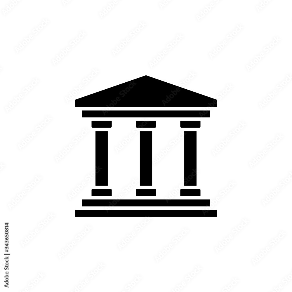 Museum building glyph icon, museum building icon symbol sign in black ...