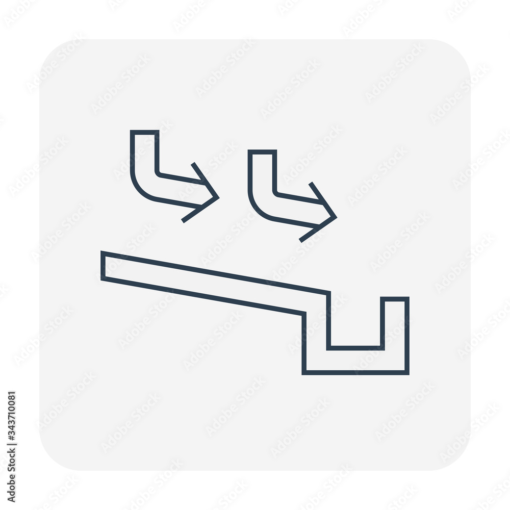 Rain gutter vector icon. Also called eavestrough, eaves-shoot or ...