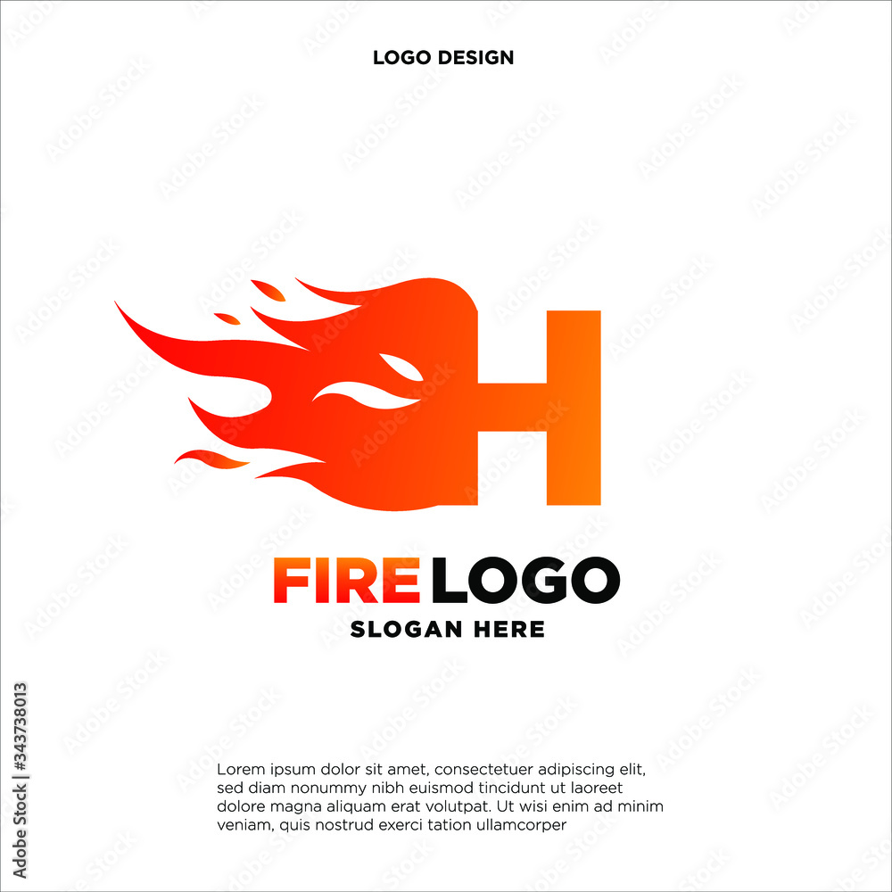 Letter H Fire Logo Design Element Stock Vector | Adobe Stock