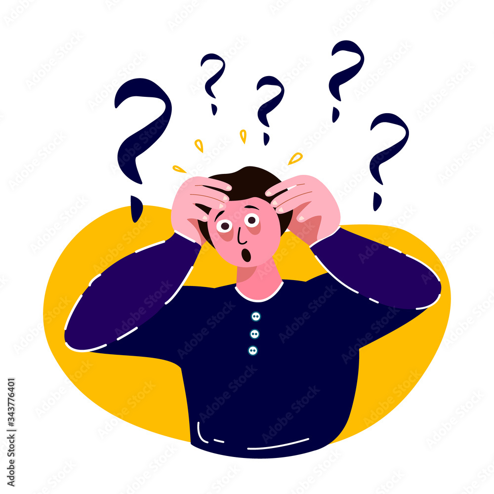 Afraid Nervous Trembling Man, Panic Attack. Worried Scared Person Can ...