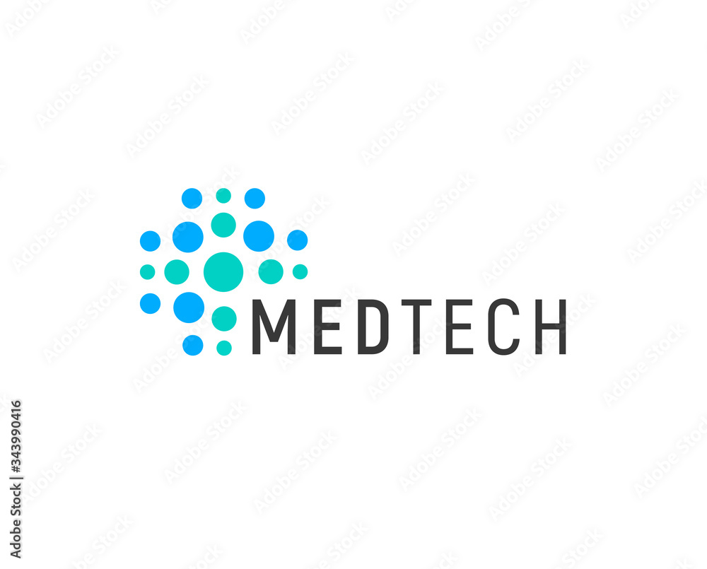 Medical technology logo concept, abstract blue dotted cross, vector ...