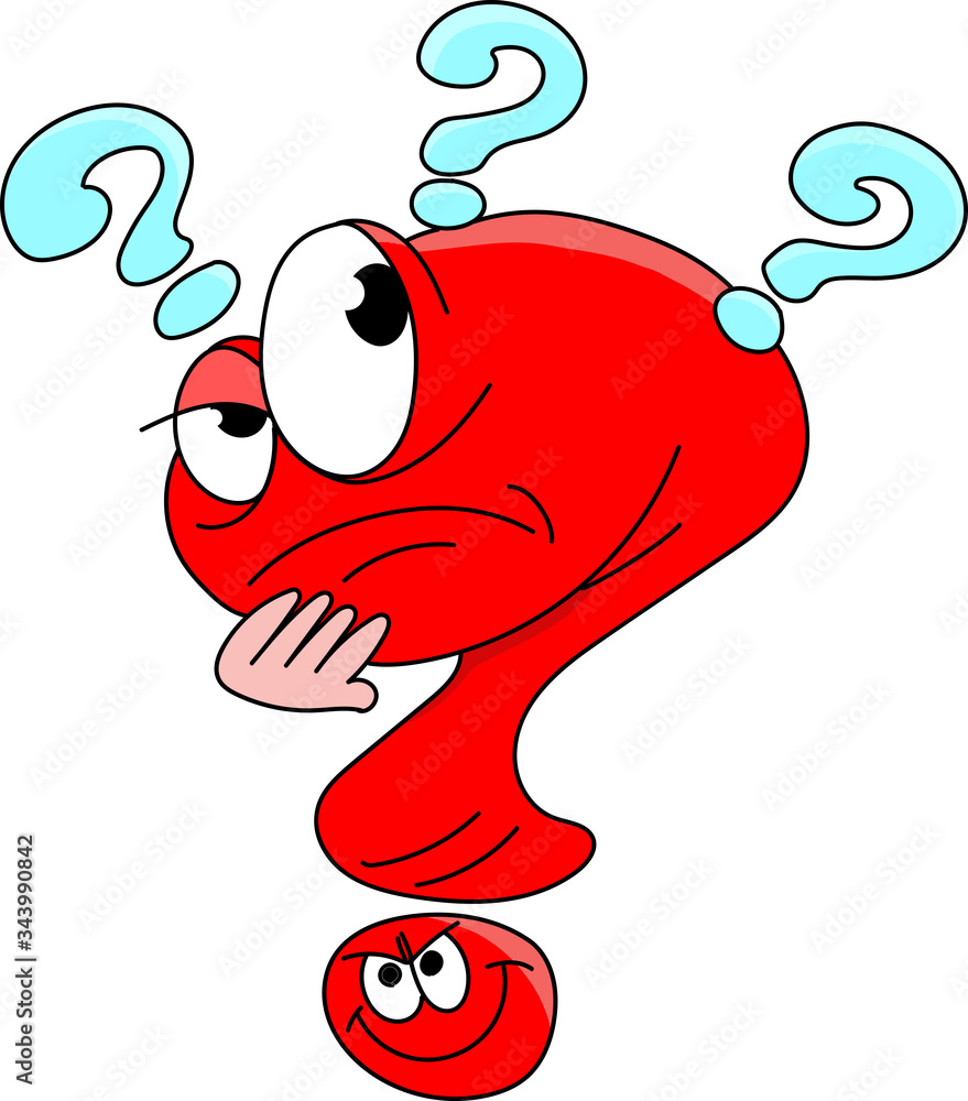 Cartoon red question mark thinking deeply vector illustration Stock ...