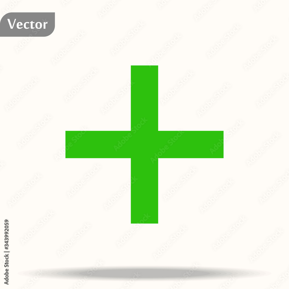 Green plus sign. Positive symbol isolated on white background. Vector ...