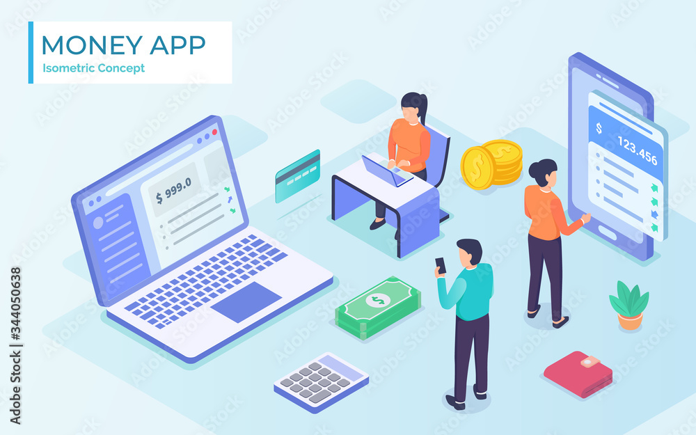 Online money transfer payment illustration vector illustration concept ...