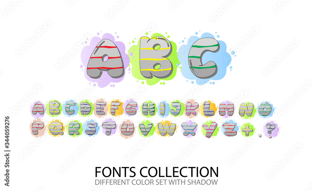 Cartoon colorful font for children. creative paint alphabet.set of kids ...