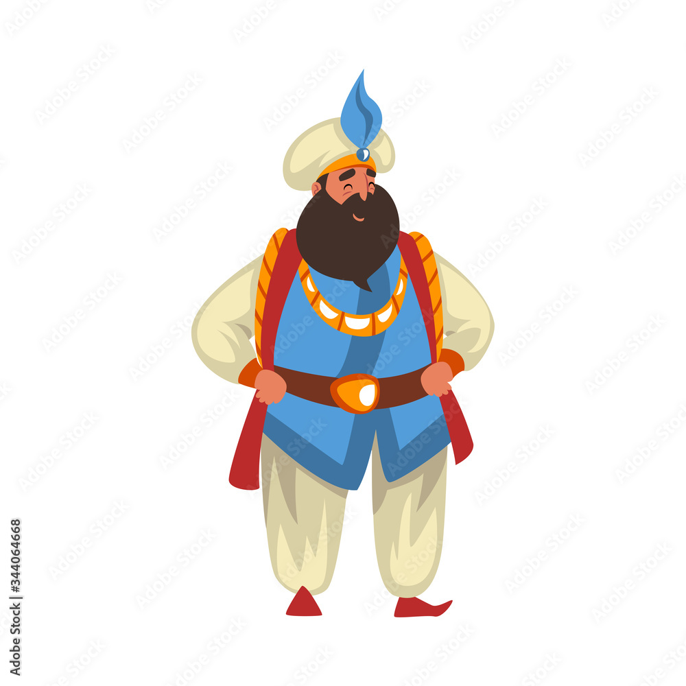Old Wise Sultan, Oriental Arabian Fairy Tale Cartoon Character Vector ...
