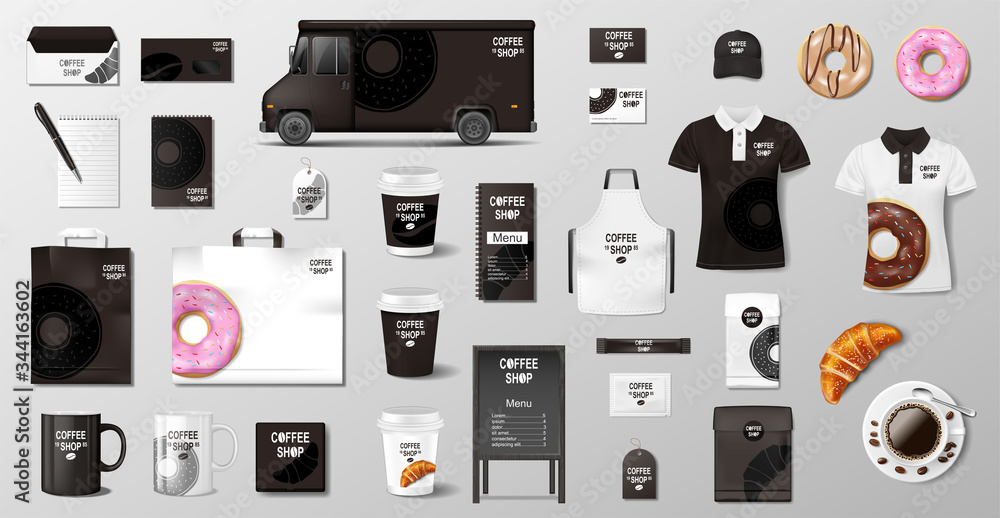 Realistic mockup for Bakery shop, Restaurant, Cafe. Corporate style ...