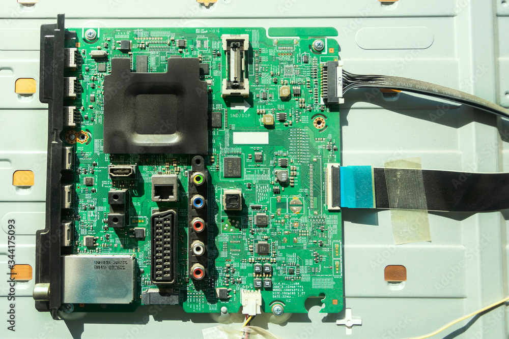Photo Stock Circuit board for green LCD TVs integrated in the TV panel ...