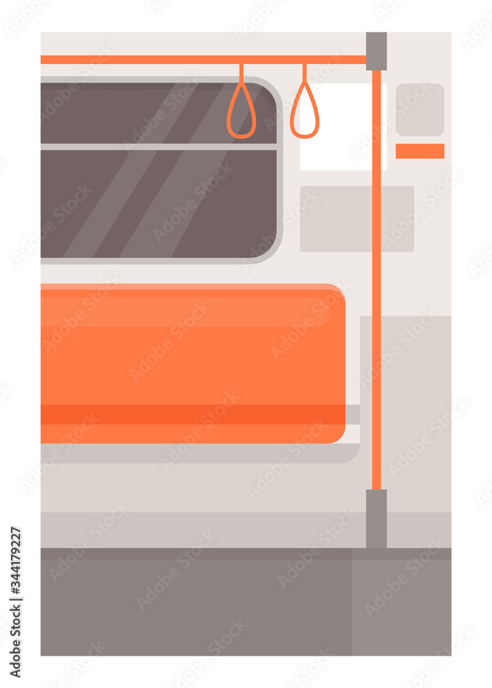 Train seat with handrail holders semi flat vector illustration. Subway ...