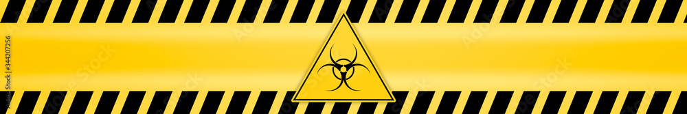Danger ribbon and sign Attention biohazard and falling warning signs ...