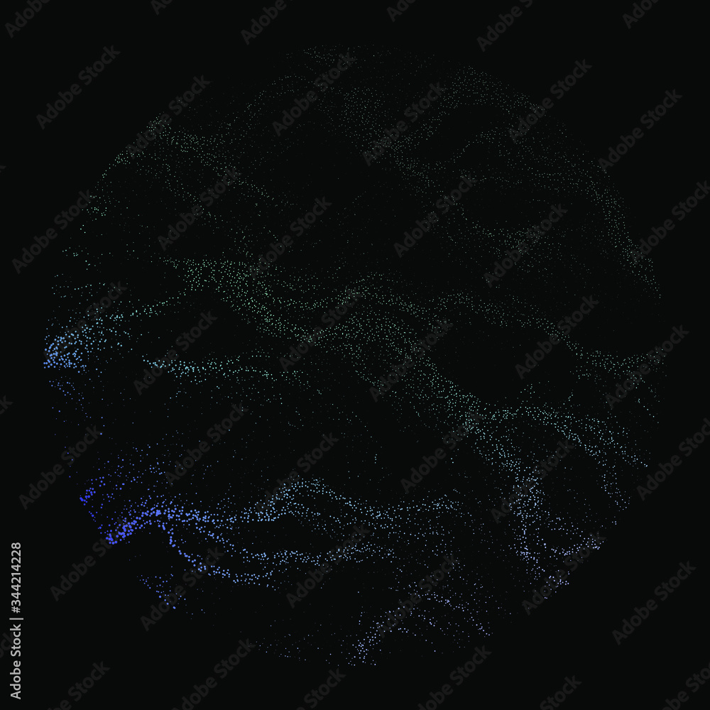 Dotted sphere made with Generative art algorithm - Perlin gradient simplex noise for texture ...