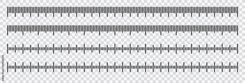 Ruler scale measure. Length measurement scale chart isolated on ...