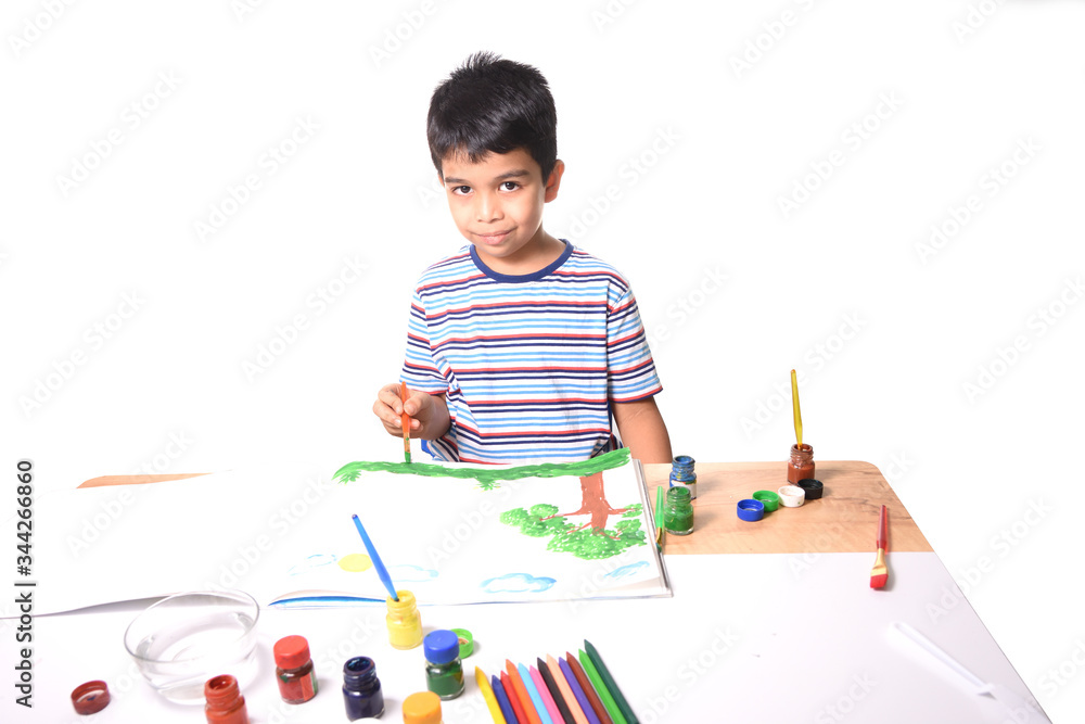 Little kid drawing and painting Stock Photo | Adobe Stock