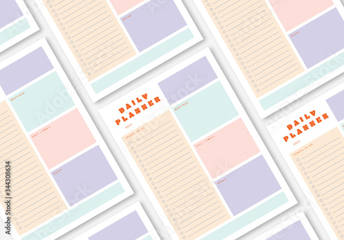 Daily Planner Layout with a Pastel Color Scheme Stock Template | Adobe ...