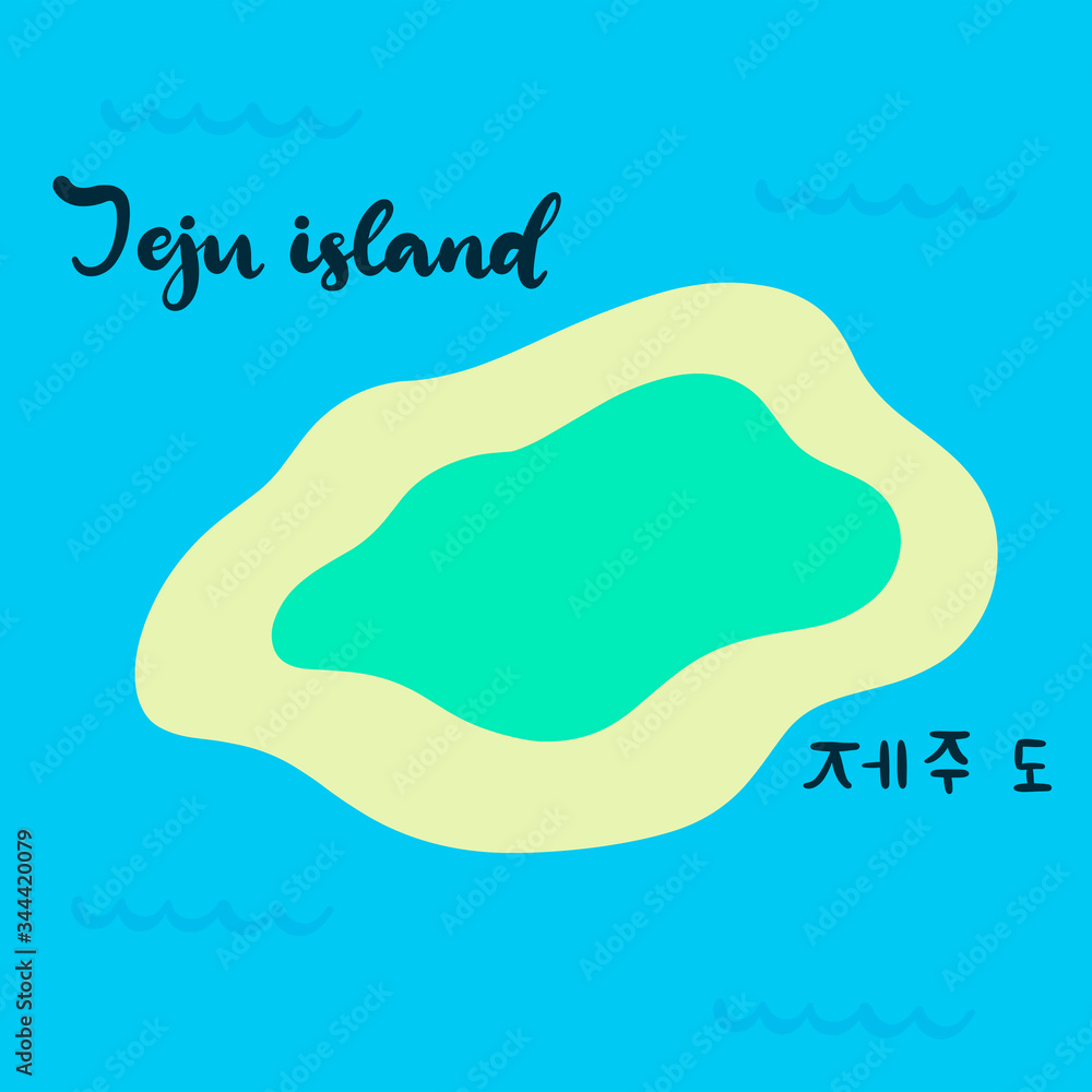 Jeju Korean island vector illustration. Travel to South korea. Welcome ...