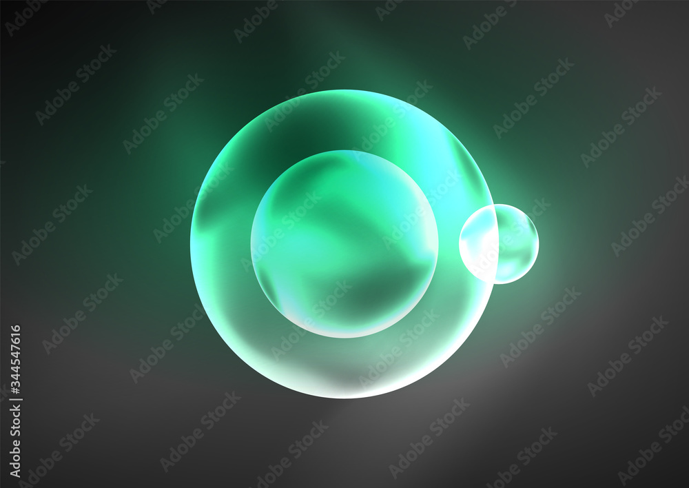 Glowing neon shiny transparent bubbles, glass circles or bio cell ...