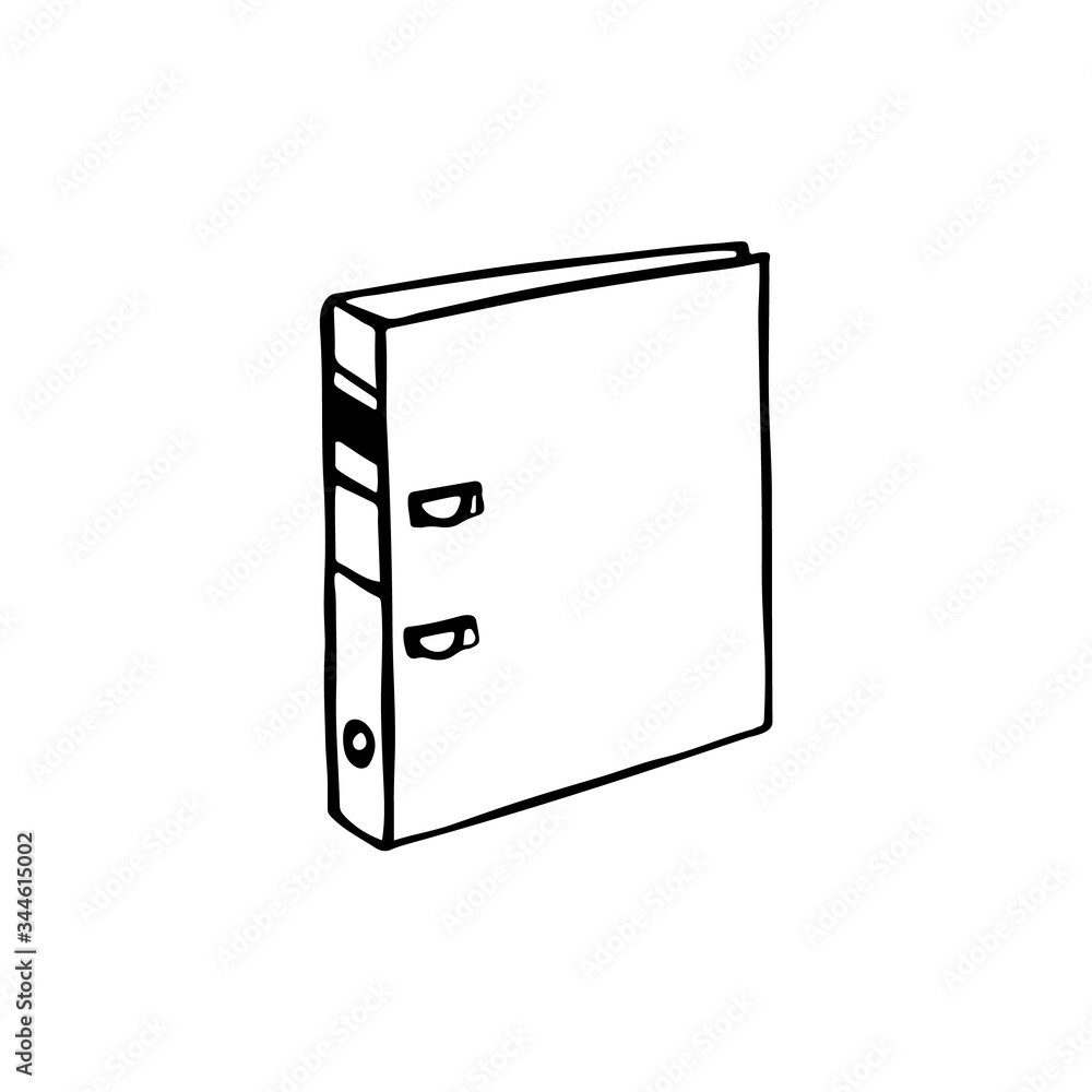 Black and white image of the registration folder doodle. Hand-drawn ...
