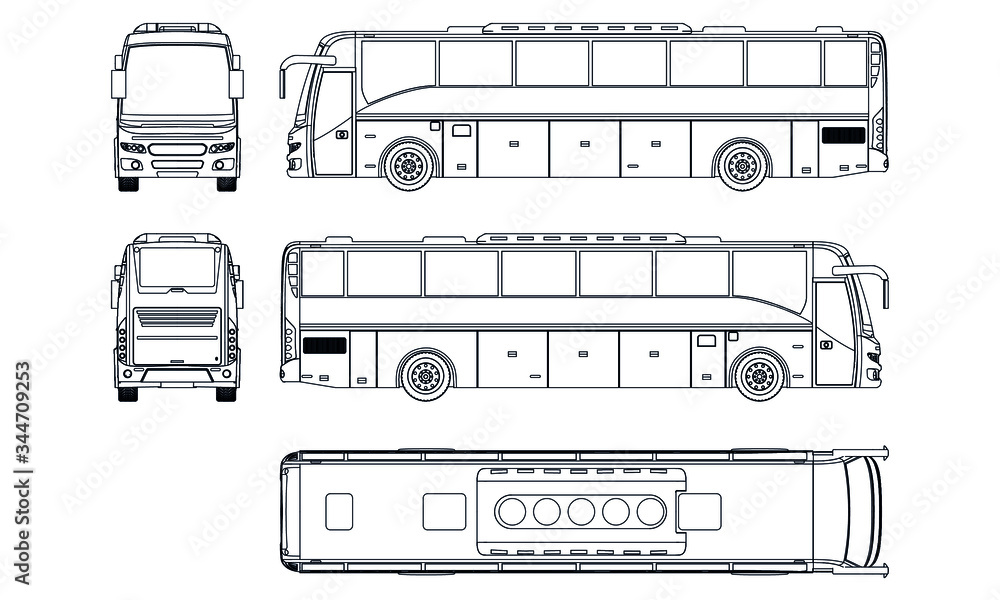 Bus outline vector illustration. Bus vehicle template vector isolated ...