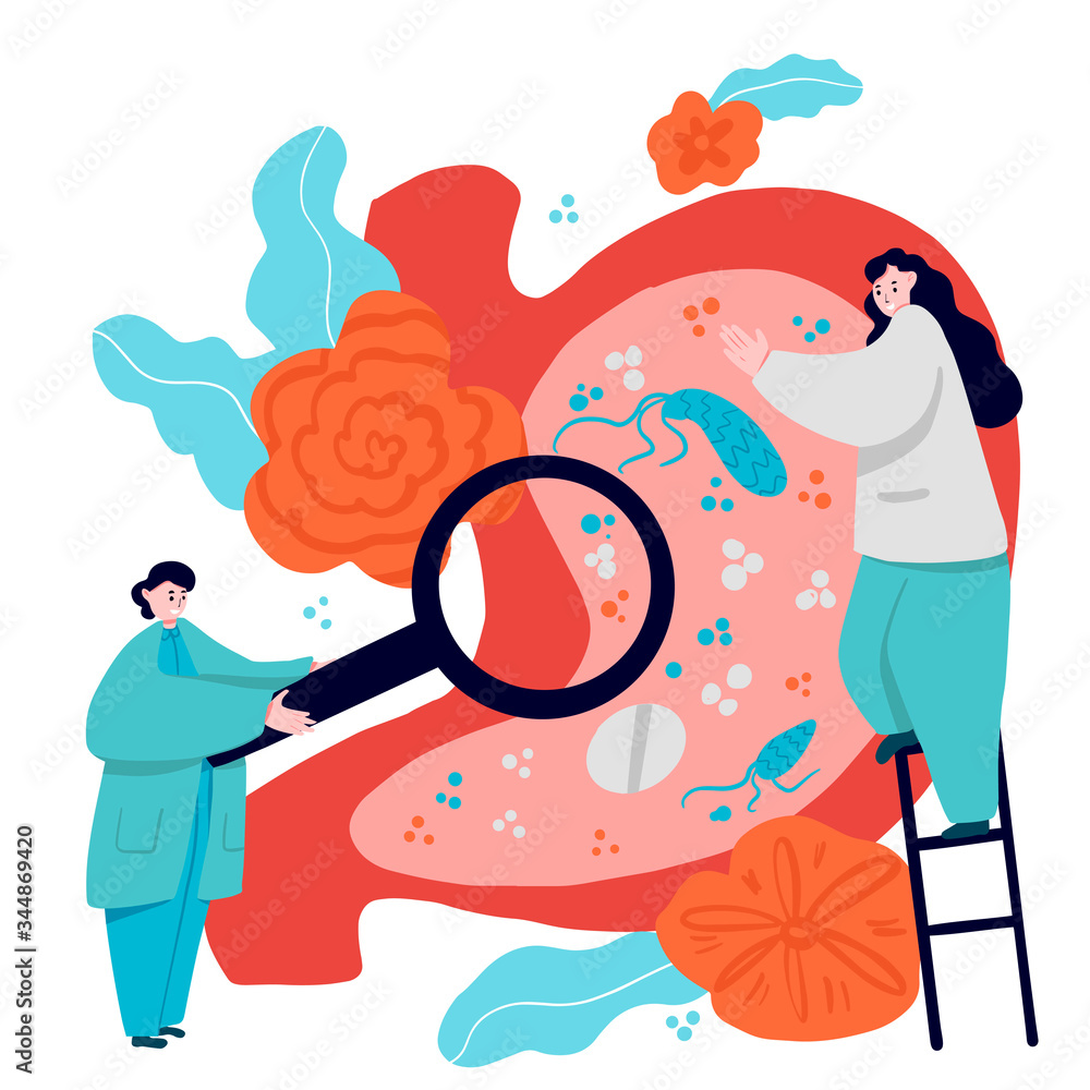 Gastroenterology Concept. Man Character Suffer of Stomachache and ...