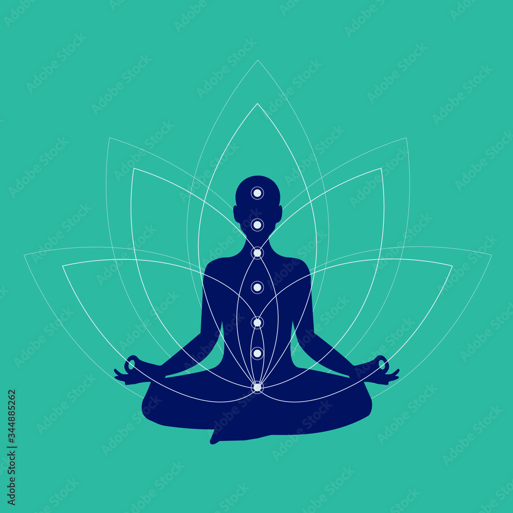 man Meditation or doing yoga in the Lotus position on Lotus flower ...