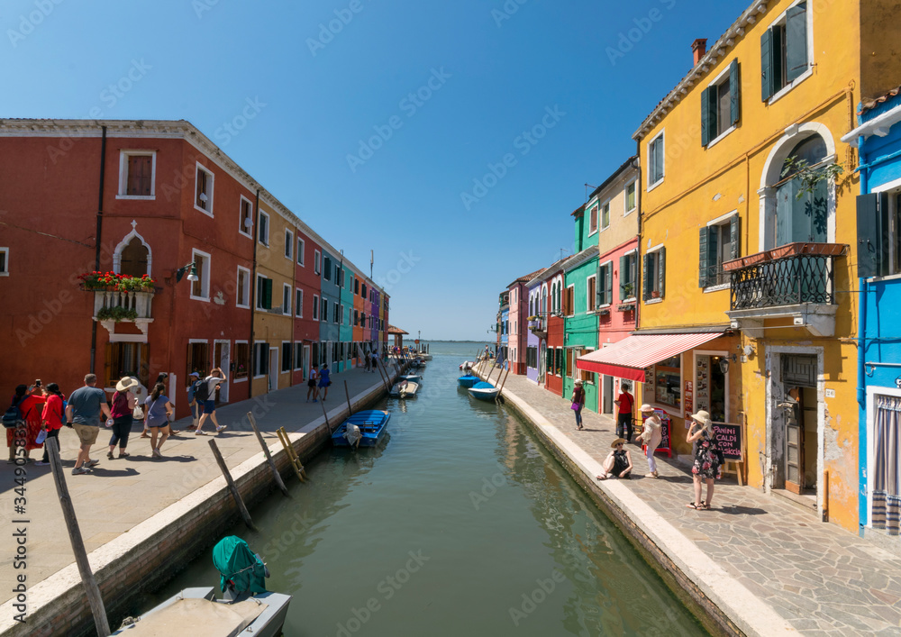 Burano, italian island next to the italian city of Venice, with ...