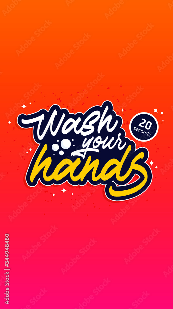 Wash your hands 20 seconds lettering Insta Stories. Coronavirus Covid ...