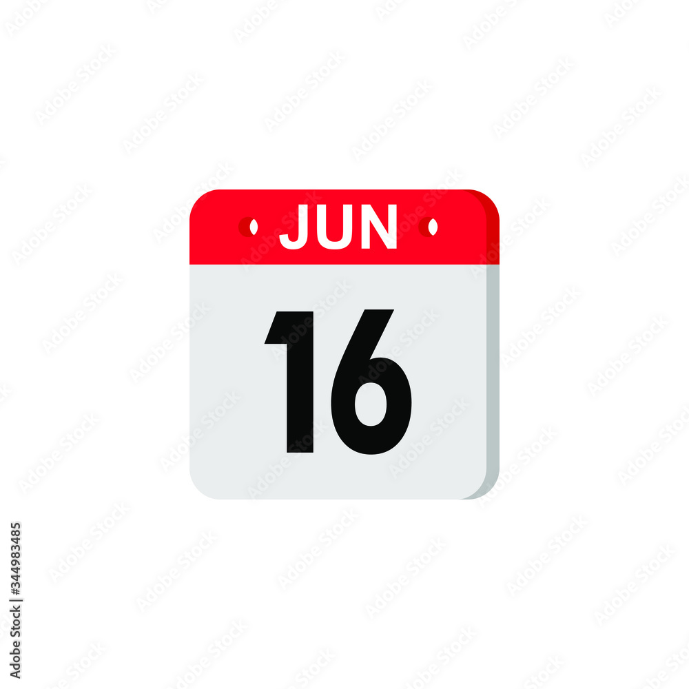 June 16 - Calendar Icon. Summer days of the year. Calendar Icon with ...