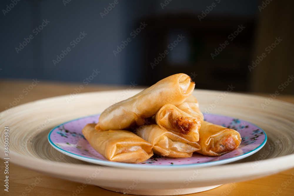 Fried carbonara popiah spring roll, a crunchy snack popular in ...